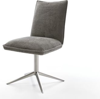 DELIFE Drehstuhl Lelio-Flex Boucl&eacute; Soft Schlamm Fu&szlig;kreuz Edelstahl 360&deg; drehbar Wippfunktion Taschenfederkern, Esszimmerst&uuml;hle