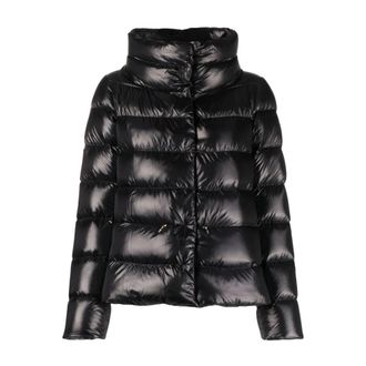 Herno Schwarze Stepp-Funnel-Neck-Pufferjacke - - Jackets - Damen - Schwarzk - XL