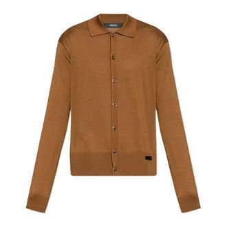 Versace Seidenmischung Strick-Polo-Cardigan - - Knitwear - Herren - Braun - L