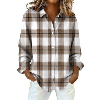 Generic Chemise &agrave; manches longues pour femme - Style d&eacute;contract&eacute; - Imprim&eacute; - Avec boutons, blanc, XXL