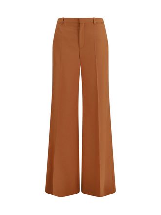 Chlo&eacute; Womens Pants High-Waisted Flared Cotton Tannish Red Trousers