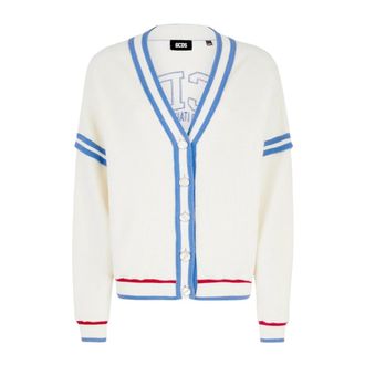 GCDS Logo Strickjacke - - Knitwear - Damen - Wei&szlig; - S