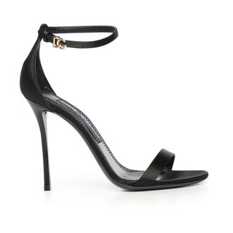 Dolce & Gabbana Femme, Chaussures, Noir, Taille: 38 1/2 EU Keira Satin Sandal