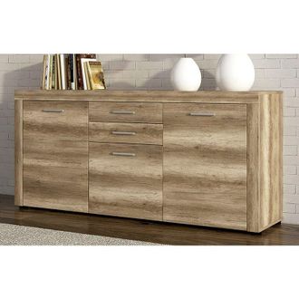 PEGANE Buffet, meuble de rangement coloris ch&ecirc;ne vieilli - Longueur 166,80 x profondeur 41 x hauteur 77 cm -PEGANE