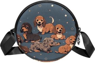 Generic Sac &agrave; bandouli&egrave;re rond pour femme, petit sac &agrave; bandouli&egrave;re avec fermeture &eacute;clair et bretelles r&eacute;glables style d&eacute;contract&eacute; pour femmes et filles