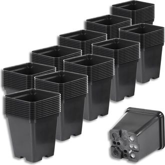 Wohnkult Pflanztopf Blumentopf Blumenkübel schwarz, klein, quadratisch, 3 zur Auswahl (0,5 l Volumen | 100 Stück)