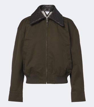 Bottega Veneta Veste blouson en coton et cuir Intrecciato