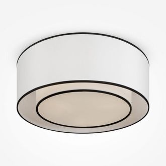 Maytoni Maytoni Bergamo Plafonnier cylindrique moderne &agrave; 3 lumi&egrave;res, abat-jour blanc, blanc et noir, E27