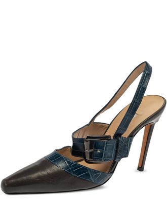 Manolo Blahnik escarpins pointus &agrave; bride arri&egrave;re 95 mm - Bleu