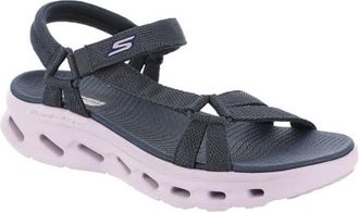 Skechers Femme Go Walk Glide-Step 2.0 Sandal Rowen Basket, Navy/Lavender Textile, 39 EU
