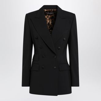 Dolce & Gabbana Doppelreihiger Blazer aus Schurwolle in Schwarz
