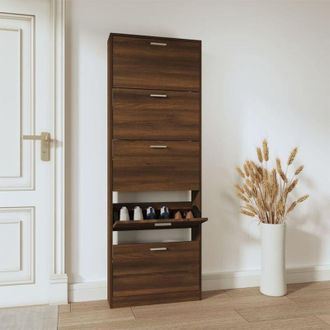 vidaXL Vidaxl - Armoire &agrave; chaussures Ch&ecirc;ne marron 59x17x169cm Bois ding&eacute;nierie