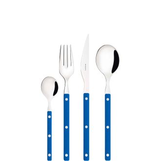 Bugatti Allegra Besteck-Set Fenster aus Edelstahl 18/10, Besteck-Set f&uuml;r 6 Personen, bestehend aus 6 L&ouml;ffeln, 6 Gabeln, 6 Messern und 6 Teel&ouml;ffeln (Blau)