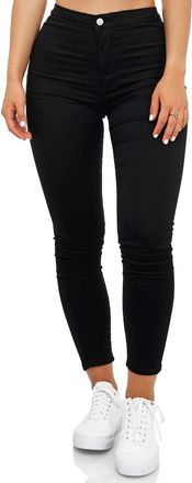 Elara Damen Jeans High Waist Slim Fit Chunkyrayan JS710 Schwarz 44 (2XL)