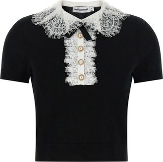 Self Portrait Femme, Tops, Multicolore, Taille: 36 FR Haut en maille avec col en dentelle