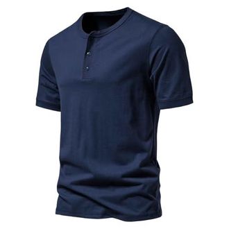 Generic T-shirt d&eacute;contract&eacute; &agrave; manches courtes pour homme, couleur unie, l&eacute;ger, classique, &eacute;l&eacute;gant, extensible, respirant, basique et confortable, chemise Henl