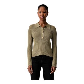 Michael Kors Gekn&ouml;pftes Poloshirt mit langen &Auml;rmeln - - Tops - Damen - Gr&uuml;n - S