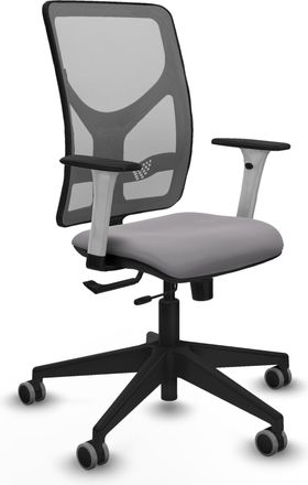 Piqueras y Crespo Grauer B&uuml;rostuhl mit wei&szlig;en und schwarzen Armlehnen, h&ouml;henverstellbare Lendenwirbelst&uuml;tze, ausgestattet mit Syncro/Traslack und Schneideschaum, Grau/G