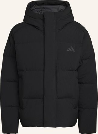 adidas Helionic Puffer Jacke Kapuze schwarz