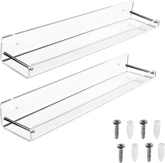 Generico Schwebendes Acrylregal, unsichtbares schwebendes Bücherregal, transparent, einfache Installation, unsichtbares Display, für Büro, Schlafzimmer