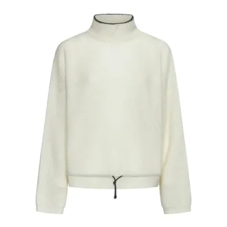 Brunello Cucinelli Femme, Pulls, Beige, Taille: 40 FR Pull en maille c&ocirc;tel&eacute;e mohair et laine