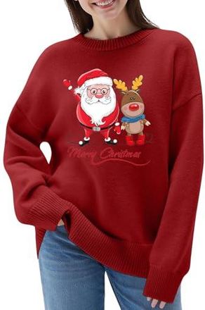 Generic Pull Noel Femme Pull De Noel Femme Pulls De Noël Confortable Imprimé Thématique Doux Col Roulé Élégant Outfit