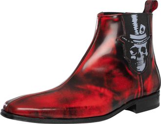 Jeffery West Totenkopf-Chelsea-Stiefel Aus Poliertem Leder, Rot