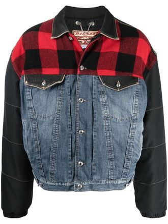 Diesel veste bomber &agrave; design patchwork - Bleu