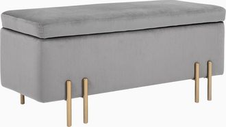 HOMCOM Homcom - Grand pouf coffre de rangement design contemporain- banc avec espace de rangement - dim. 100L x 40l x 42H cm - velours beige piètement métal