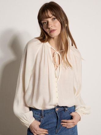 Apricot Lightweight Balloon Sleeve Blouse