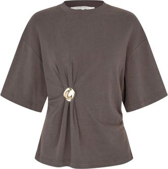 Second Female Enora Brooch Tee - - Tops - Damen - Braun - S