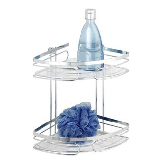 WENKO Eckregal premium, 2 Ablagen, Edelstahl, rostfrei - Befestigen ohne bohren - Wenko