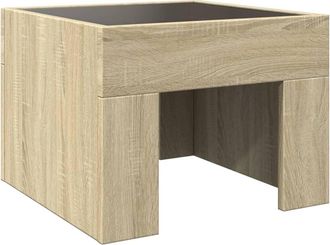 Generic Couchtisch mit Infinity-LED, Beistelltisch, Wohnzimmertisch, Kaffeetisch, Stubentisch, Sofatisch Modern für Wohnzimmer/Büro(Grau Sonoma 70x50x30 cm) (