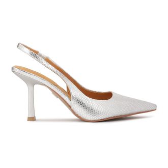 Kazar Silberne gepr&auml;gte Leder-Slingback-Pumps - - Shoes - Damen - Grau - 37 EU
