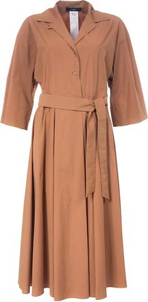 Max Mara Femme, Robes, Brun, Taille: 46 FR Chemisier Midi Dress en Popeline de Coton