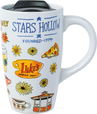 Silver Buffalo Gilmore Girls Stars Hallow Destination Keramik-Reisebecher mit Deckel, 473 ml
