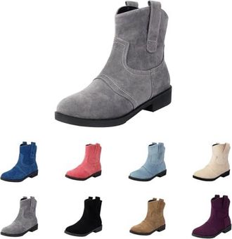 Generic Bottines de cowboy pour femme, coupe large, bottes occidentales &agrave; talon bas, bottes de marche &agrave; tige courte, bottes de cowgirl l&eacute;g&egrave;res et classiques, 