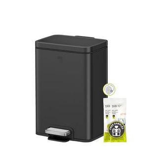 EKO Madison Badezimmer-Mülleimer mit Deckel und herausnehmbarem Innenkorb, rechteckig, klein, matt, schwarz, 12 l