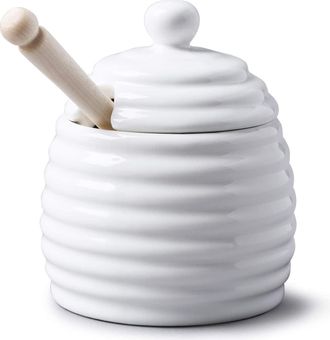 WM Bartleet & Sons 1750 WM Bartleet & Sons Honigtopf aus Porzellan wei&szlig;