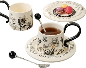 Generic Teetasse | Blumenmuster Getr&auml;nkegeschirr - Keramik Teetasse | F&uuml;r SchokoladenWein K&uuml;che Caf&eacute; Restaurant Haus