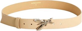 Patrizia Pepe Femme, Accessoires, Beige, Taille: S Ceinture en cuir martel&eacute; avec fermoir Fly