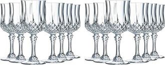 Cristal d'Arques Paris - Collection Longchamp - 6 verres à vin 25cl en Kwarx - Brillance, Transparence et Haute Résistance - Moulures Iconiques - Fabriqués en France (