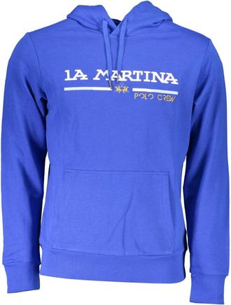 La Martina Homme, Sweatshirts et sweats &agrave; capuche, Bleu, Taille: 2XL Sweat &agrave; capuche bleu avec broderie et d&eacute;tails contrast&eacute;s