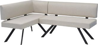 Byliving Eckbank Toronto, Bezug in Taupe, Gestell in schwarz, L-Form Langer Schenkel rechts, Taschenfederkern, K&uuml;chenbank, Speisezimmerbank, Ma&szlig;e: B 182, H 85,