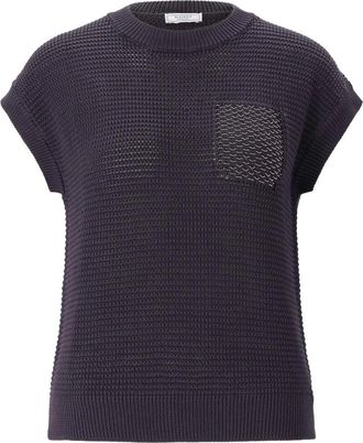 PESERICO Femme, Pulls, Bleu, Taille: 38 FR T-shirt en maille &agrave; col rond