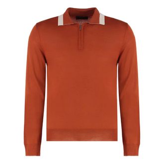 Moorer Strick-Polo - - Tops - Herren - Orange - M
