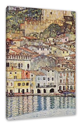 Pixxprint Gustav Klimt - Malcesine am Gardasee, Weiß, Größe: 120x80cm, Leinwandbild, fertig gespannt, Wandbild, Dekoration, Kunstdruck, kein Poster