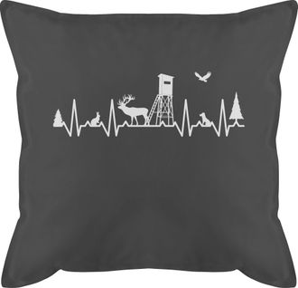Shirtracer Kissen 50x50 - Jagd Herzschlag J&auml;ger EKG Linie Jagen I Jagdliebe Geschenk Jagd Geschenke J&auml;gerin Geschenke J&auml;gerinnen I J&auml;gergeschenk - 50 x 50 cm - G
