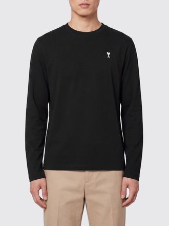 Ami Langarm-T-Shirt aus Baumwolle mit gesticktem Logo