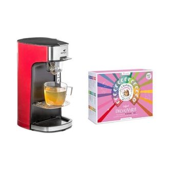 Senya Set Machine à thé, théière électrique rouge Tea Time & le Coffret Découverte comprenant 72 sachets - Les 2 Marmottes SYPK-011R